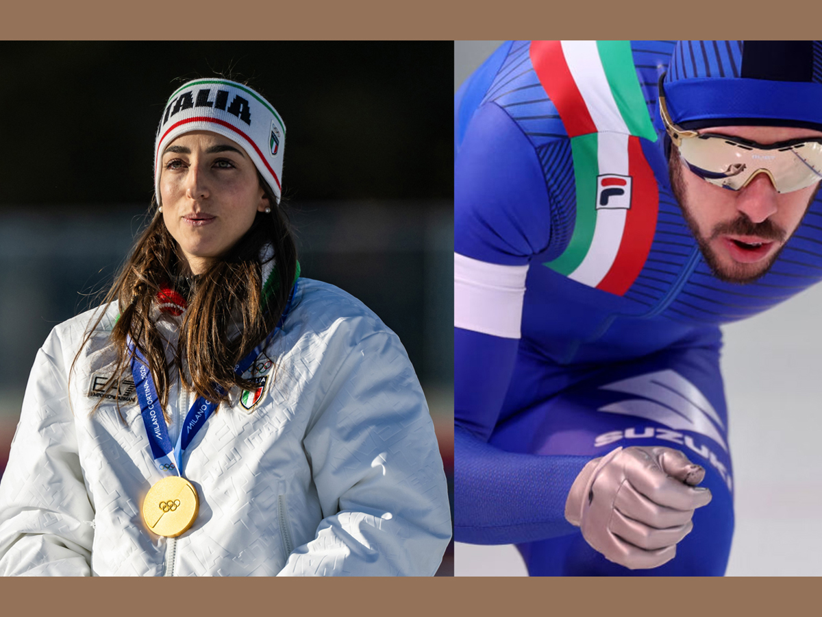 Lisa Vittozzi e Davide Ghiotto portabandiera alla cerimonia di chiusura ...